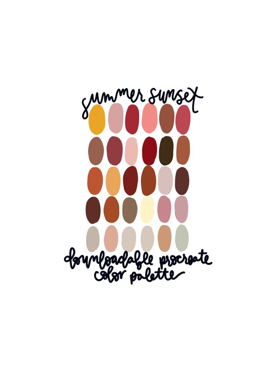 Summer Sunset Procreate Color Palette Color Swatches Ipad Etsy