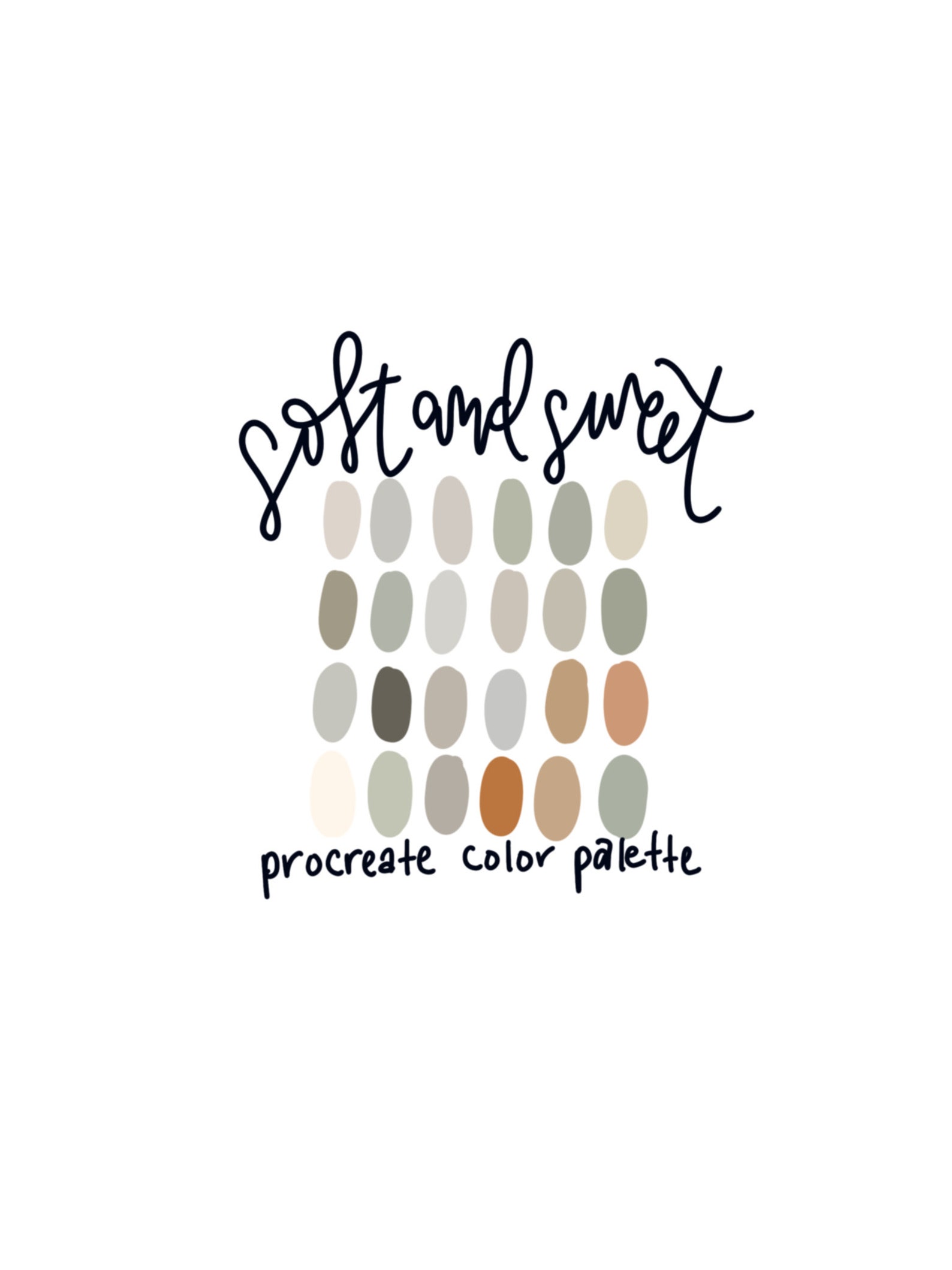 Soft and Sweet-procreate COLOR PALETTE Color Swatches, iPad Lettering ...