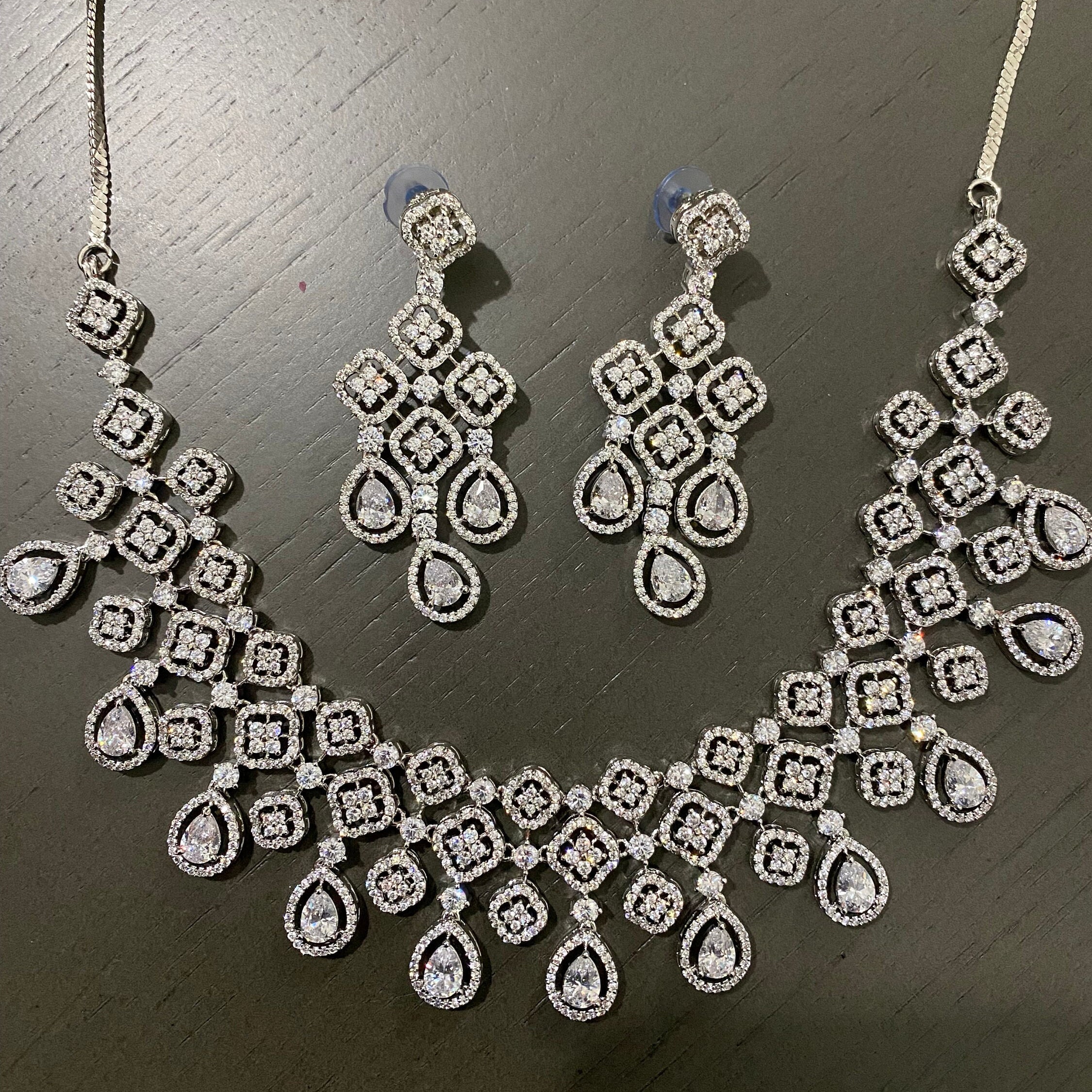 American Diamond Necklace Set - Etsy