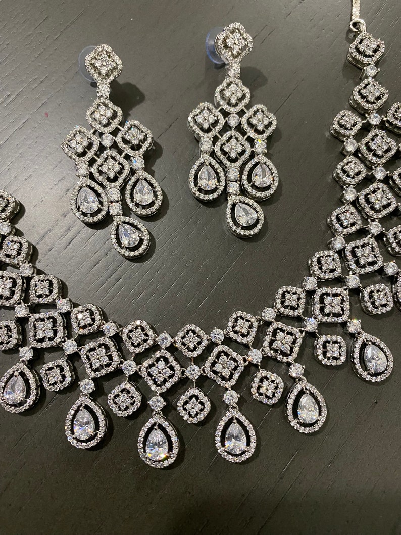 American Diamond Necklace Set - Etsy