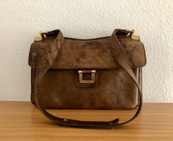 Goldpfeil Shoulder Bag Leather Brown Vintage Gem