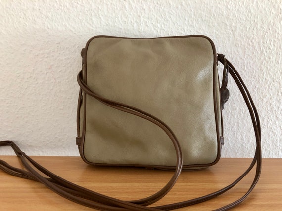Goldpfeil Shoulder Bag Leather Olive Green Brown Vint… Gem