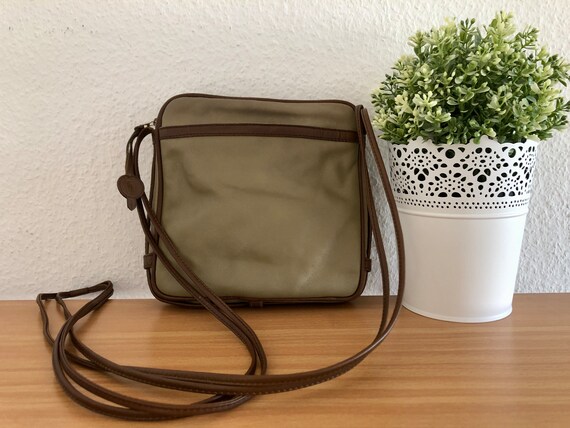 Goldpfeil Shoulder Bag Leather Olive Green Brown Vint… Gem