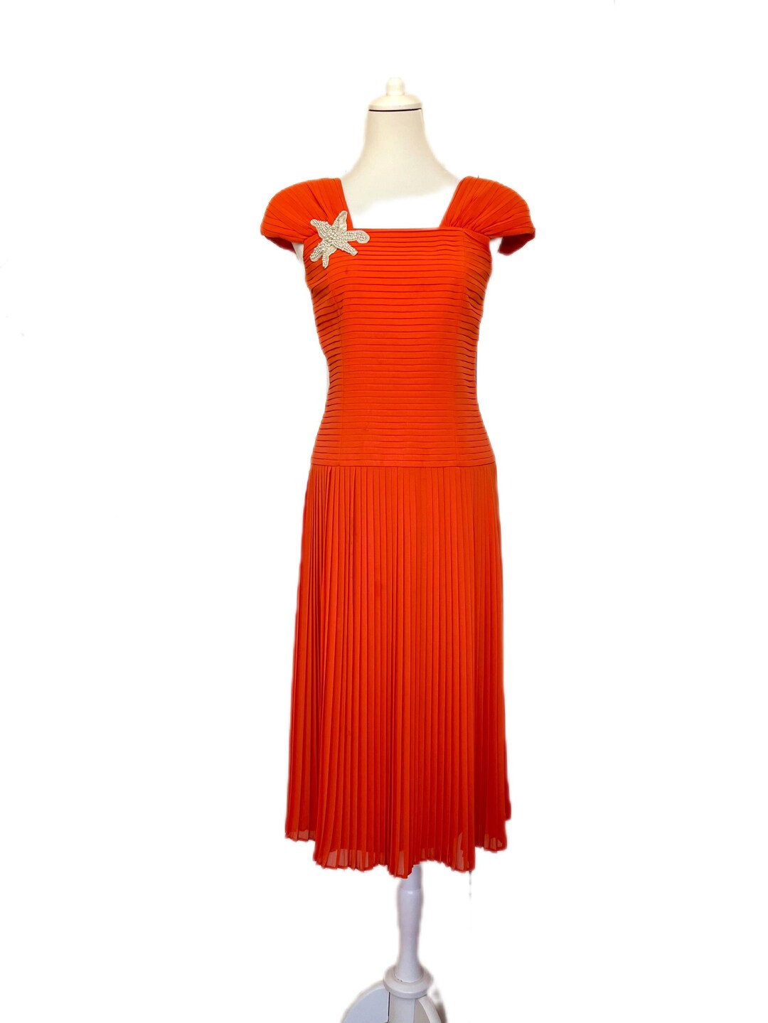 Evening Dress Fink Model Pearls Orange Vintage 80s - Etsy