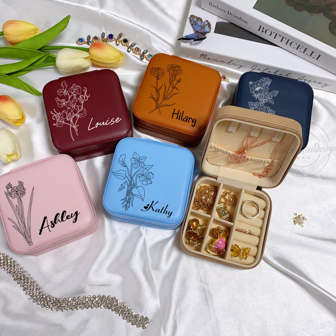 Personalized Birth Flower Jewelry Box Custom Floral Jewelry - Etsy