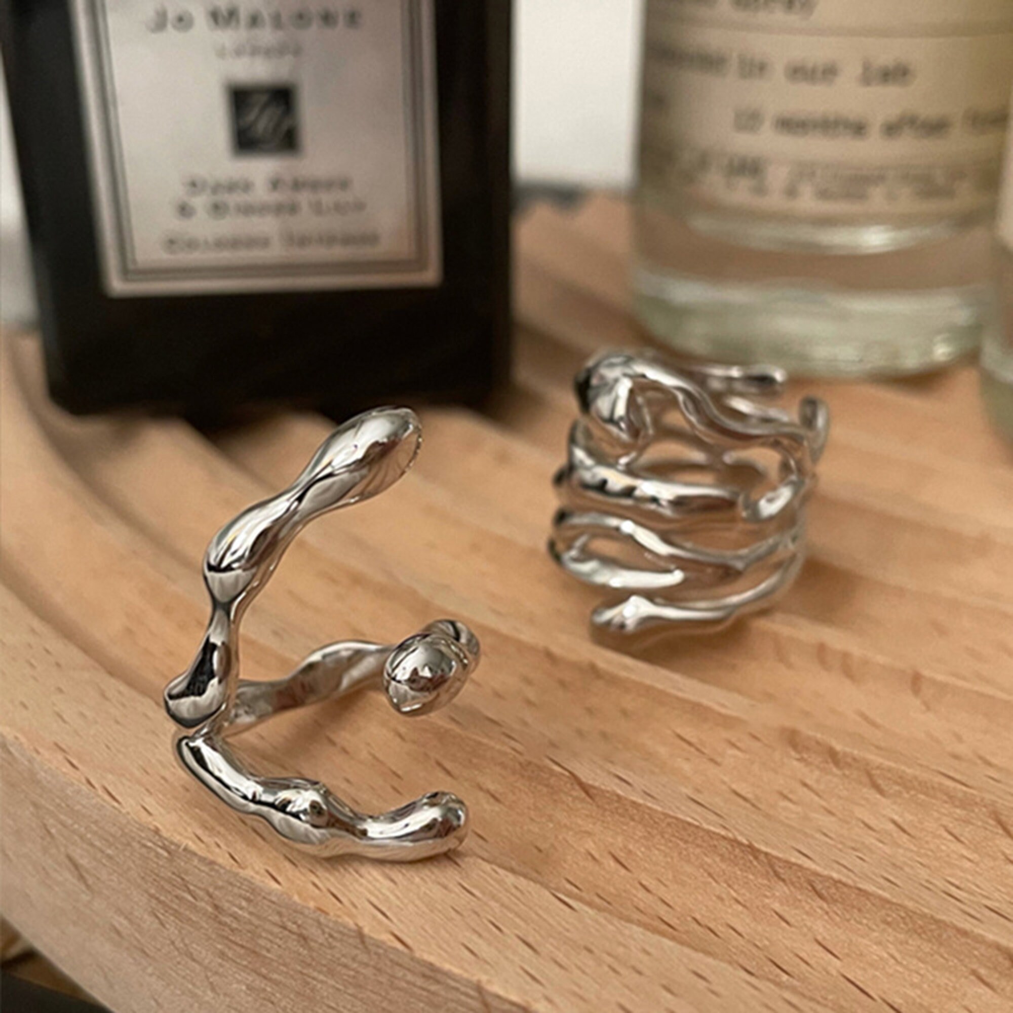 Silver Irregular Ring Abstract Alien Squiggle Liquid Ring - Etsy