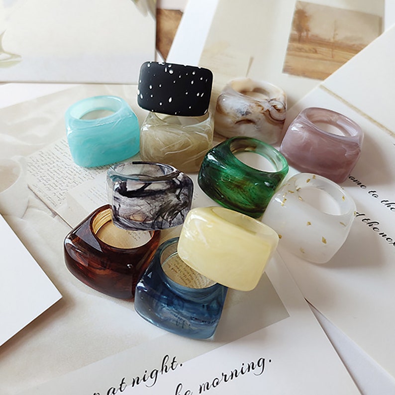 Retro Resin Rings Vintage Ring Collection Dome Ring - Etsy