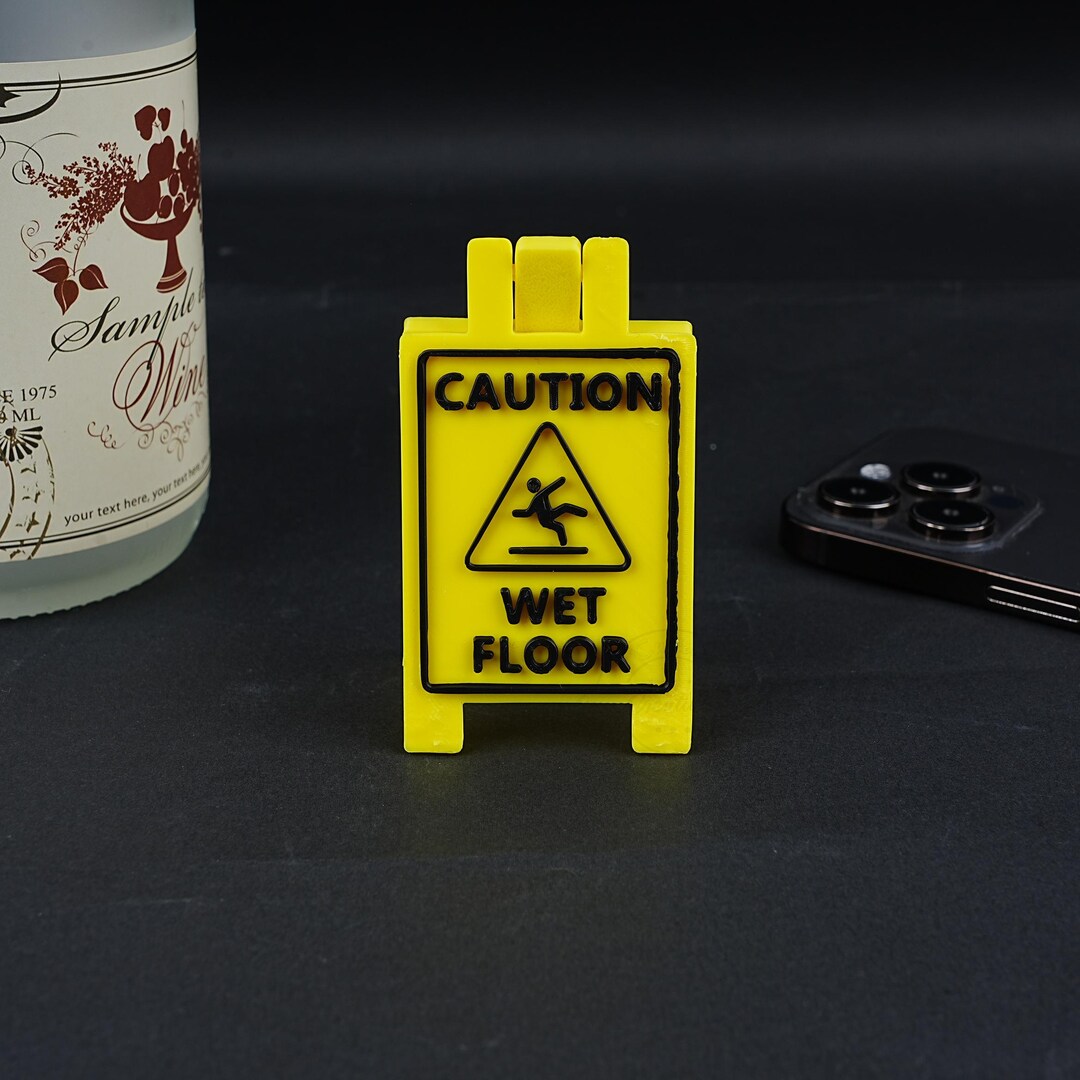Custom Caution Wet Floor Sign, Personalized 3D Printed Mini Floor Sign ...