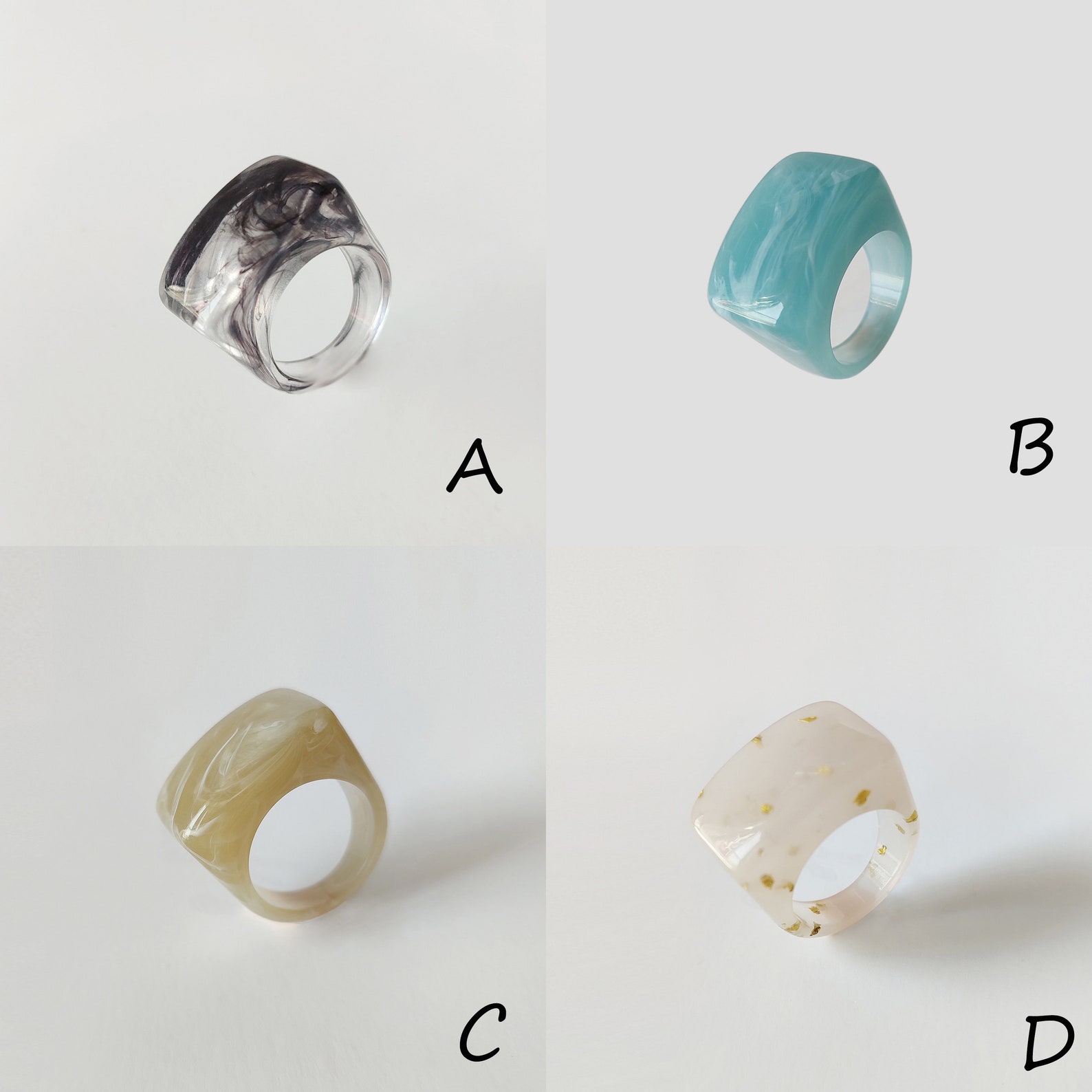 Retro Resin Rings Vintage Ring Collection Dome Ring - Etsy