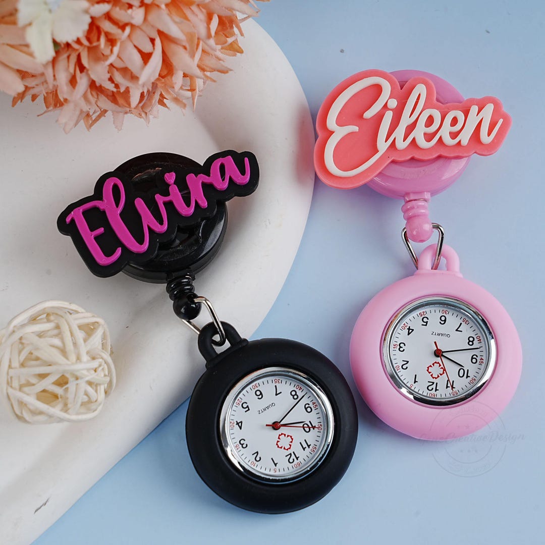 Custom Name Pocket Watch, Personalized Text Nurse Fob Watch, Custom ...