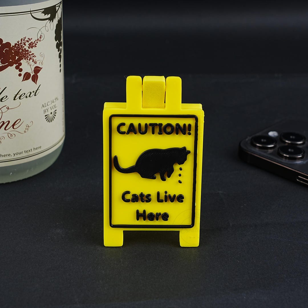 Custom Cat Vomit Sign, Personalized Mini Floor Sign, 3D Printed Caution ...