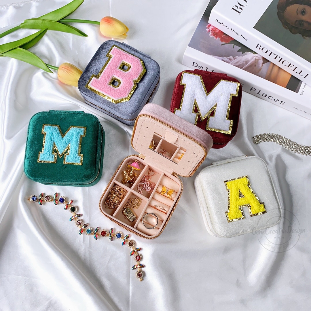 Custom Colorful Alphabet Jewelry Box, Personalized Letter Patch Jewelry ...