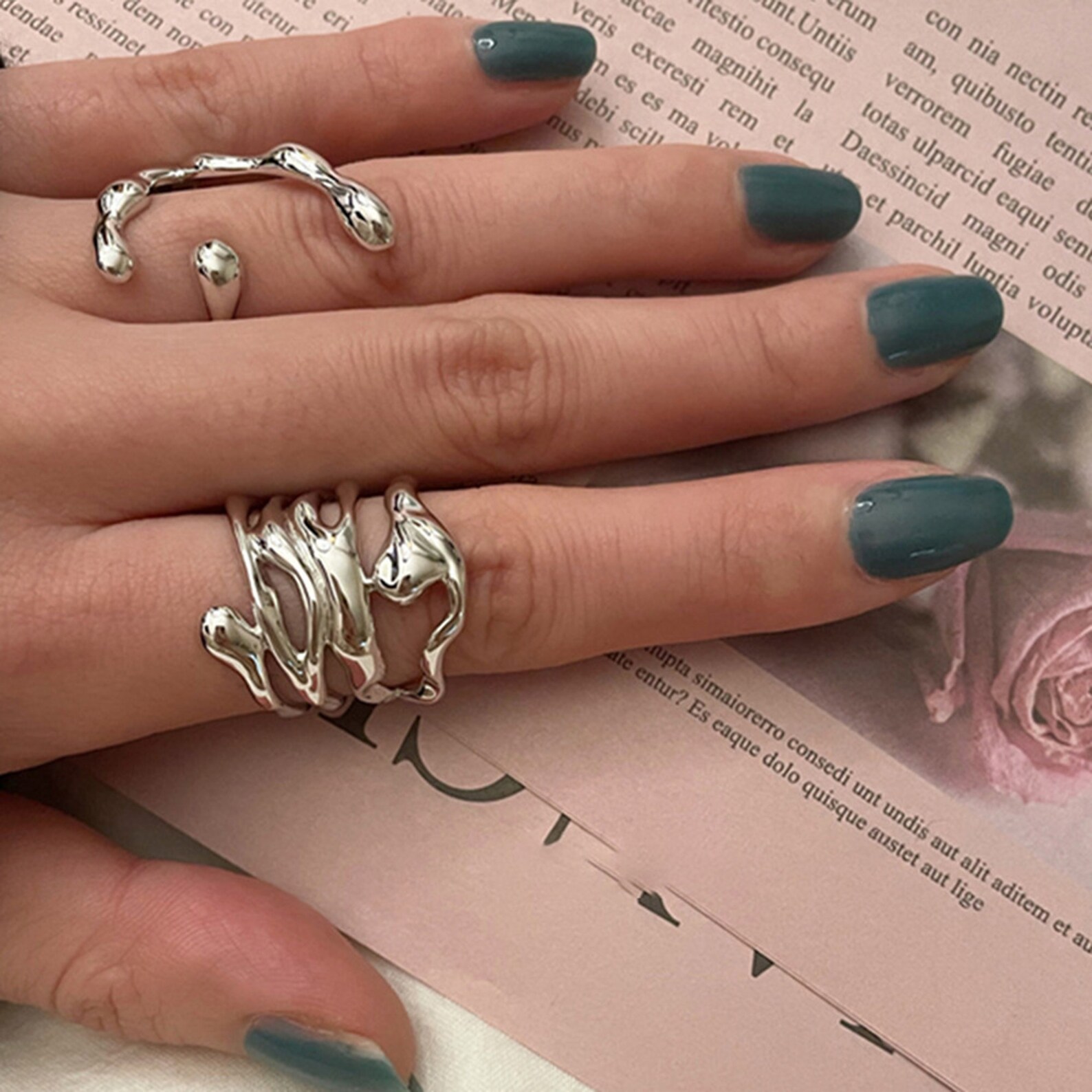 Silver Irregular Ring Abstract Alien Squiggle Liquid Ring - Etsy