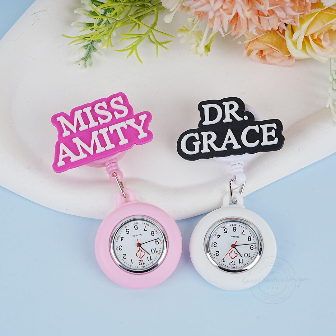 Custom Name Pocket Watch, Personalized Name Fob Watch, Retractable Fob ...