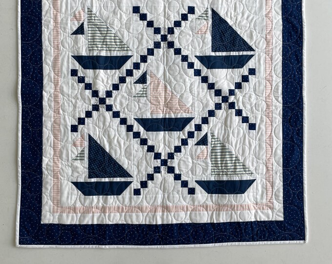Boat Quilt, Baby Quilt Baby Shower Gift, Sailboat Quilt, Modern Baby ...