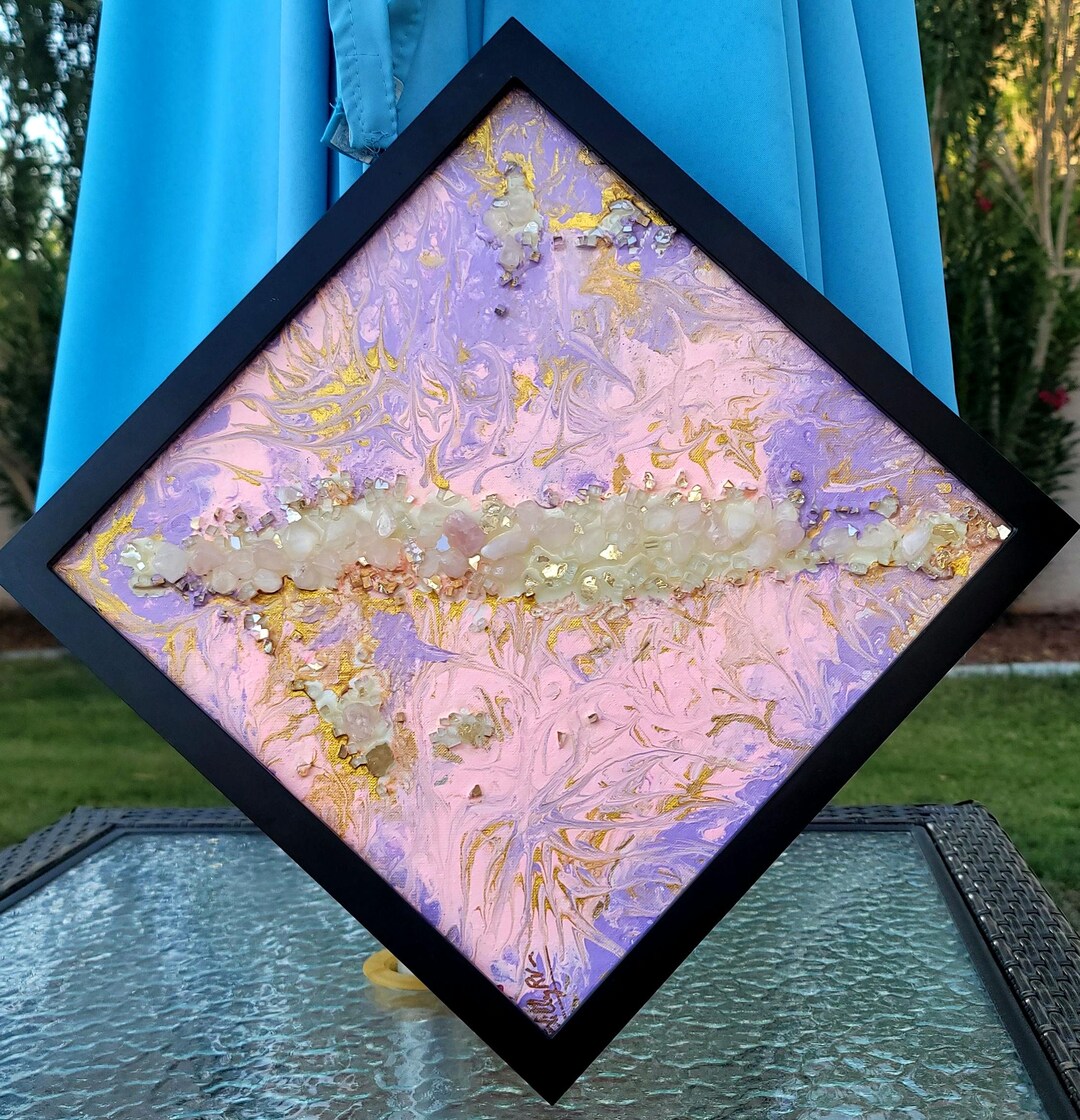 Rose Quartz Crystal Painting - Acrylic Pour Art, Universal Love - Etsy