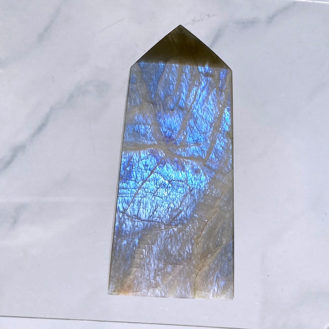 Gorgeous Flashy Natural Moonstone Display Wand Tower Point Obelisk ...