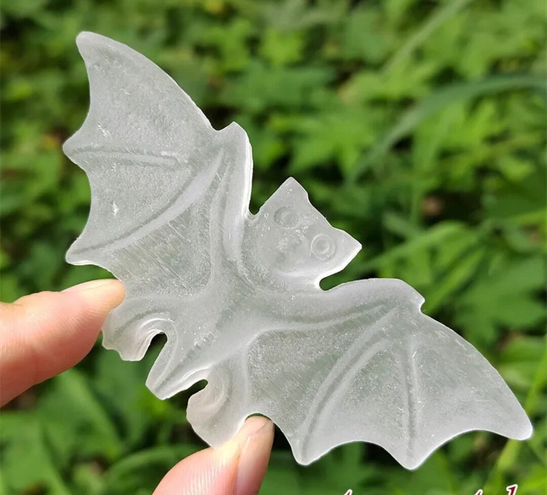 Natural Selenite Crystal Bat Carved Crystal Healing Gemstone ...