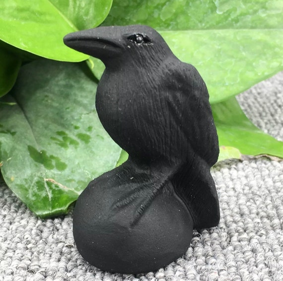 2 Natural Black Obsidian Mysterious Raven Crow Quartz Carved - Etsy UK