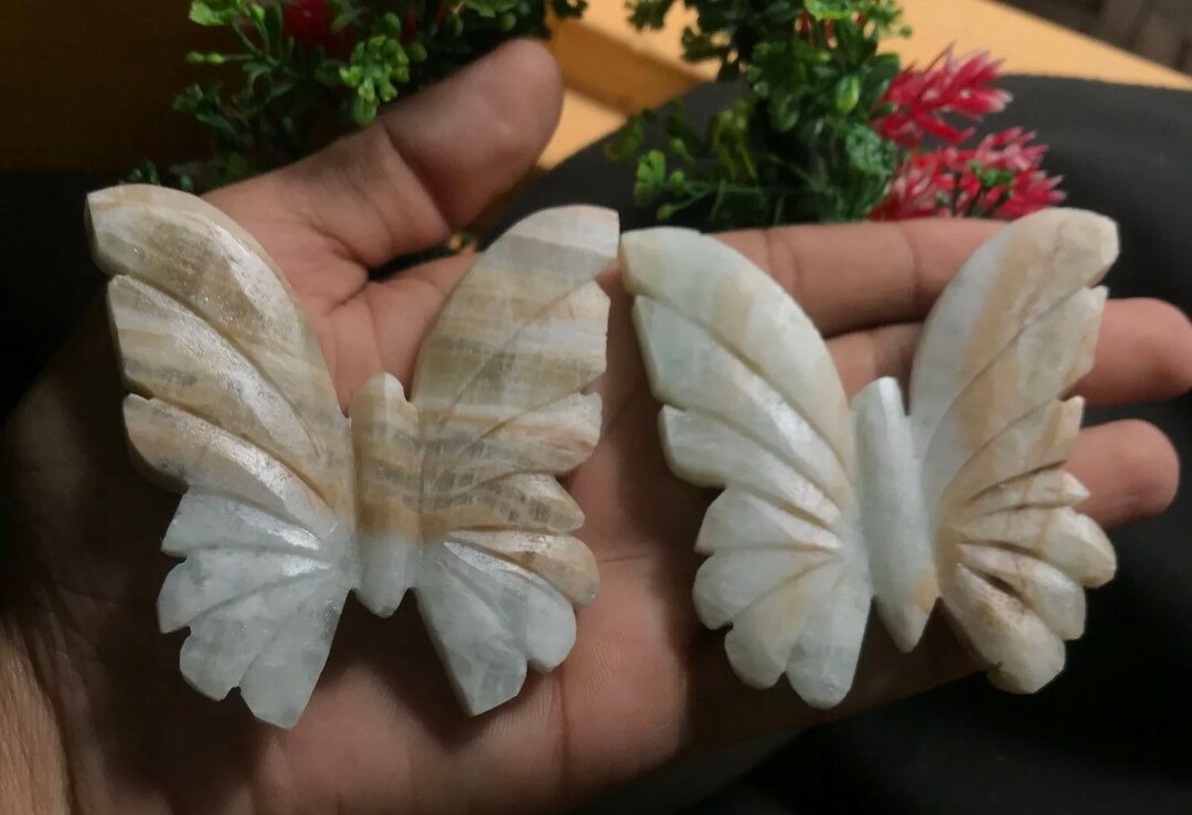 Natural Blue Caribbean Calcite Butterfly Gemstone Semiprecious Reiki ...