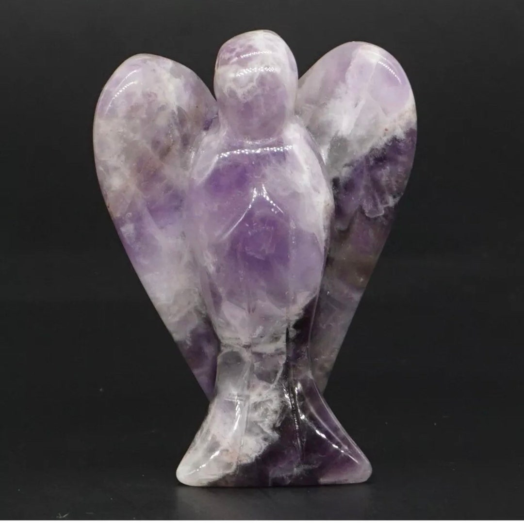 2” Angel Statue Natural Amethyst Crystal Carved Crafts Reiki Healing ...