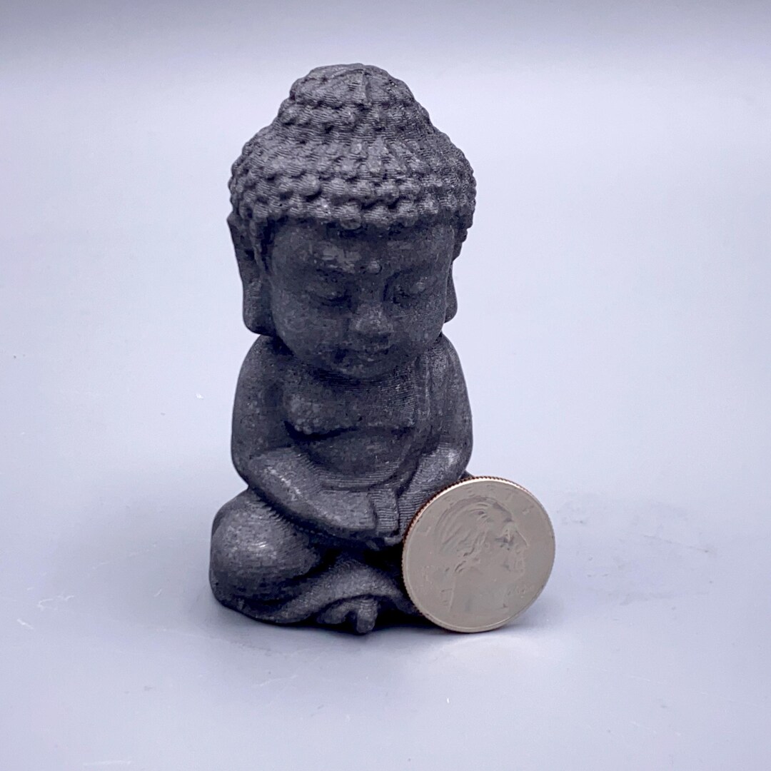 Black Obsidian Baby Buddha Figurine, Statue, Curio, Gemstone Carving ...