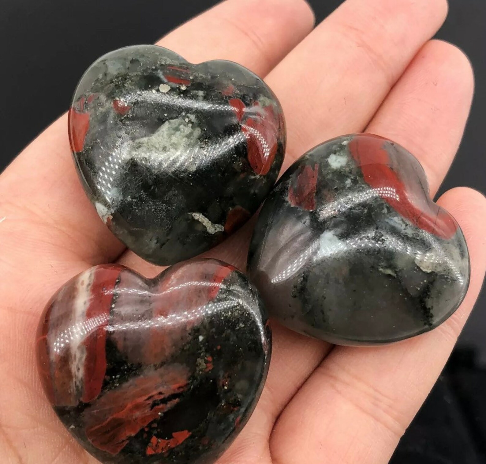 Natural African Blood Stone Semiprecious Gemstone Crystal Heart Carved ...