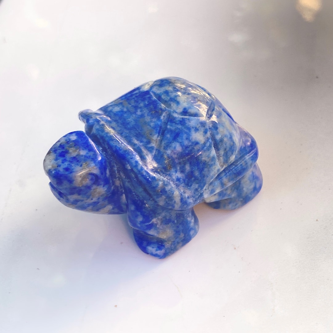 1.5” Lapis Lazuli Blue Stone Carving Turtle Tortoise Animal Natural ...