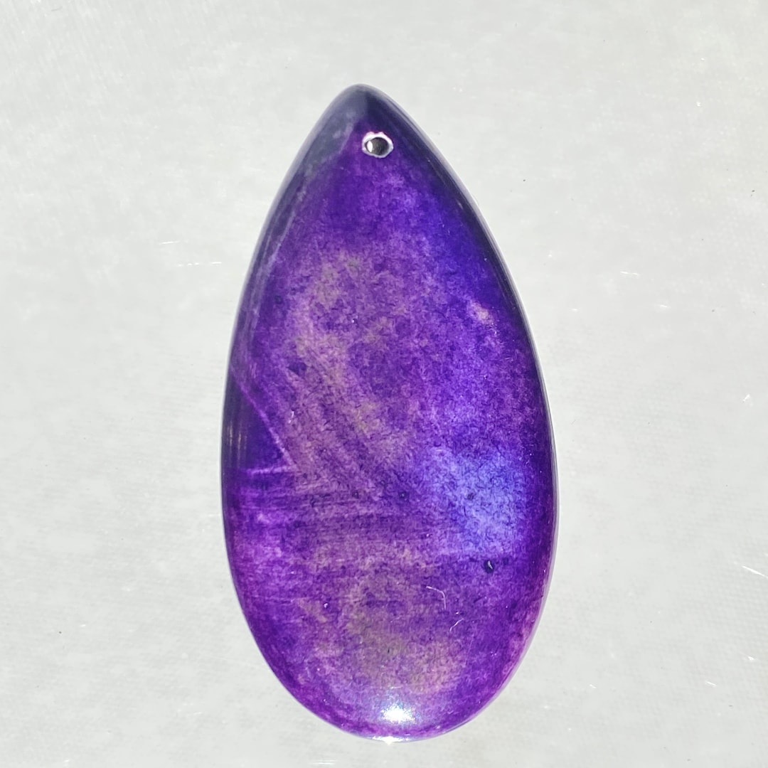Purple Fire Agate Pendant Tear Drop Shaped Top Front Drilled ...