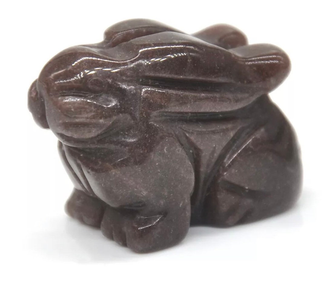 Natural Strawberry Quartz Bunny Rabbit Figurine Semiprecious, Crystal ...