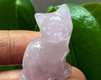 Rose Quartz Cat Figurine - Etsy