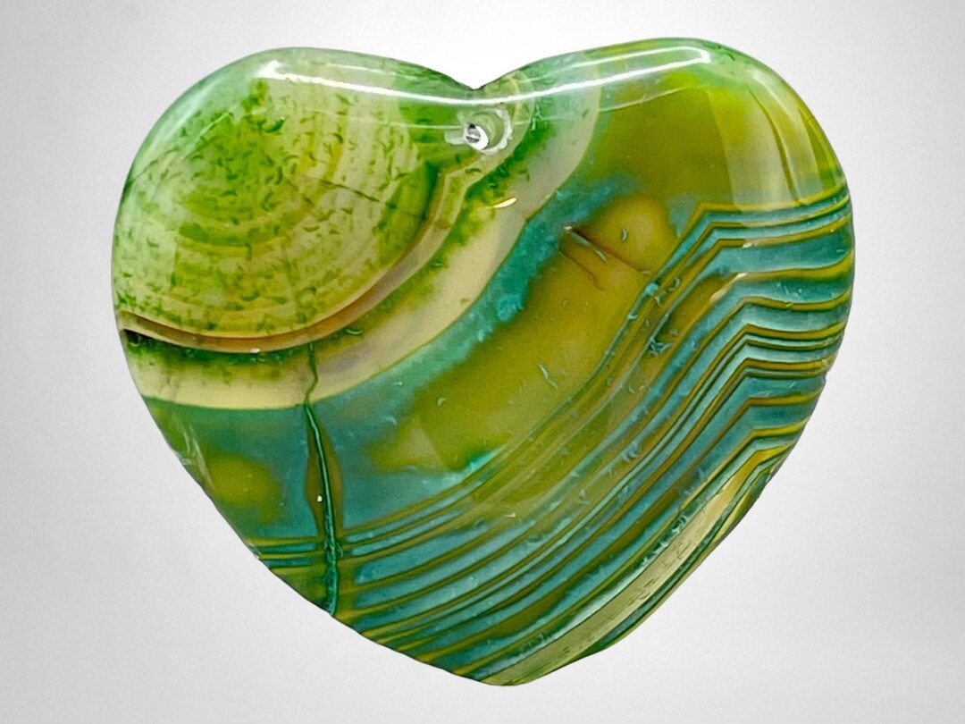 Green Banded Agate Crescent Moon Focal, Pendant, Crystal, Semiprecious ...