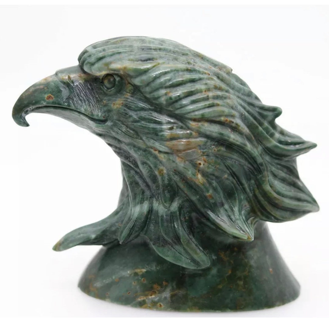 Large Natural Jade Carved Semiprecious Crystal Gemstone Bald Eagle ...