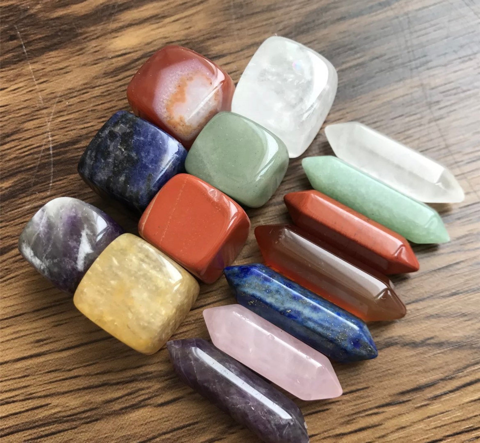 Natural Seven Chakras Obelisk Quartz Crystal Wand Double Point | Etsy