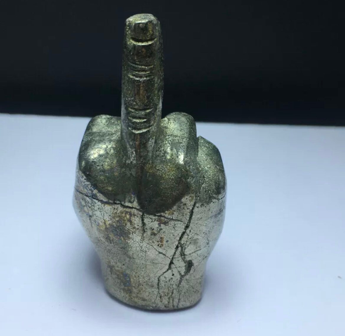 Home & Living Rocks & Geodes Pyrite Middle Finger Carved Pyrite Middle ...