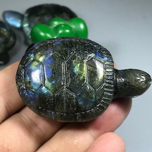 2 Natural Hand Carved Labradorite Gemstone Tortoise Reiki Healing - Etsy