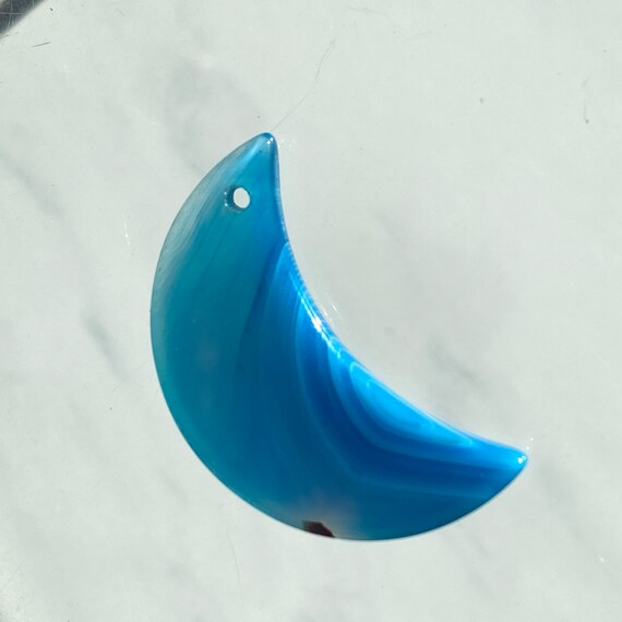 Blue Banded Agate Crescent Moon Focal Pendant Crystal - Etsy