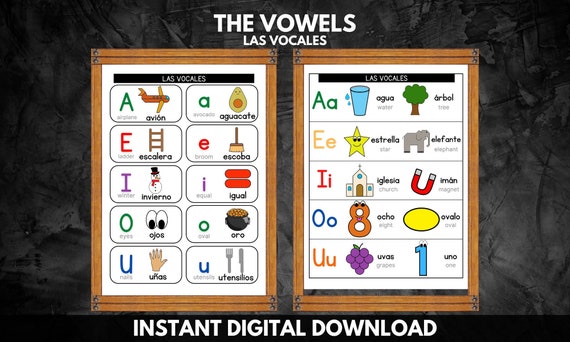 The Vowels: Las Vocales Spanish Bilingual Posters español - Etsy
