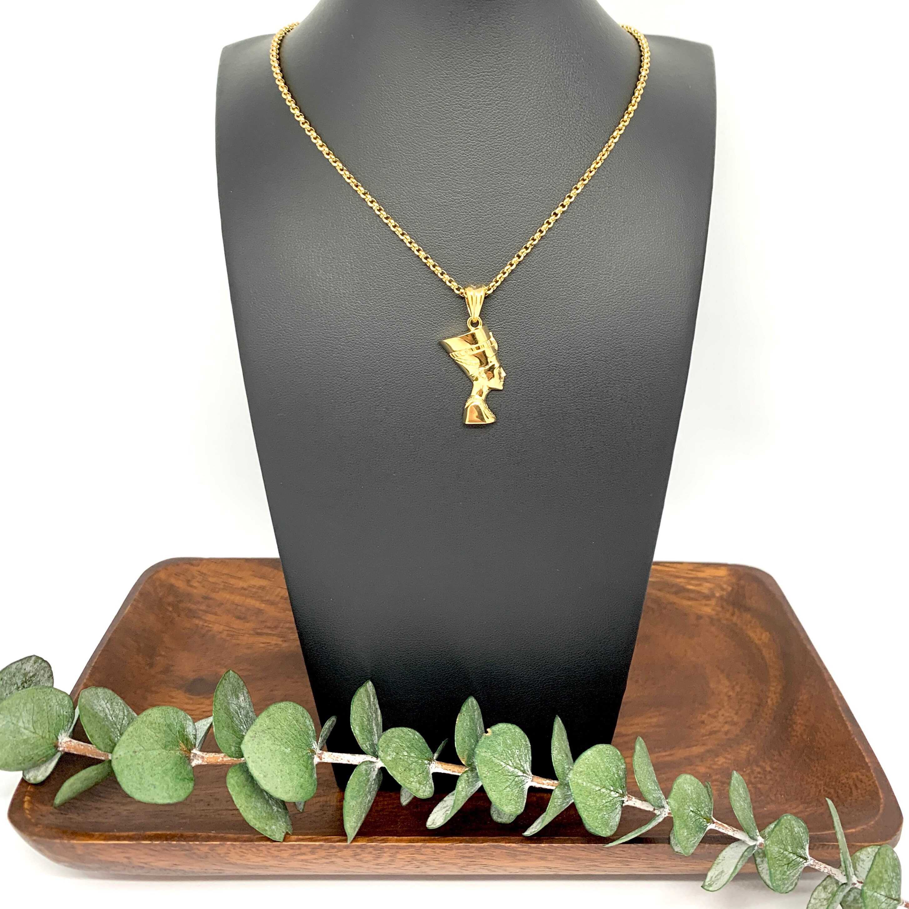 18KT Gold Plated Nefertiti Necklace / Nefertiti Pendant Necklace ...