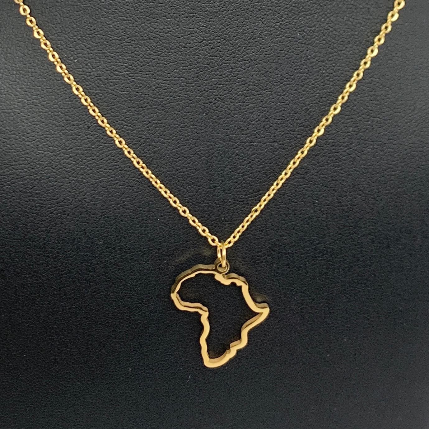 Africa Silhouette Necklace / 18KT GOLD PLATED /africa Necklace / Africa ...