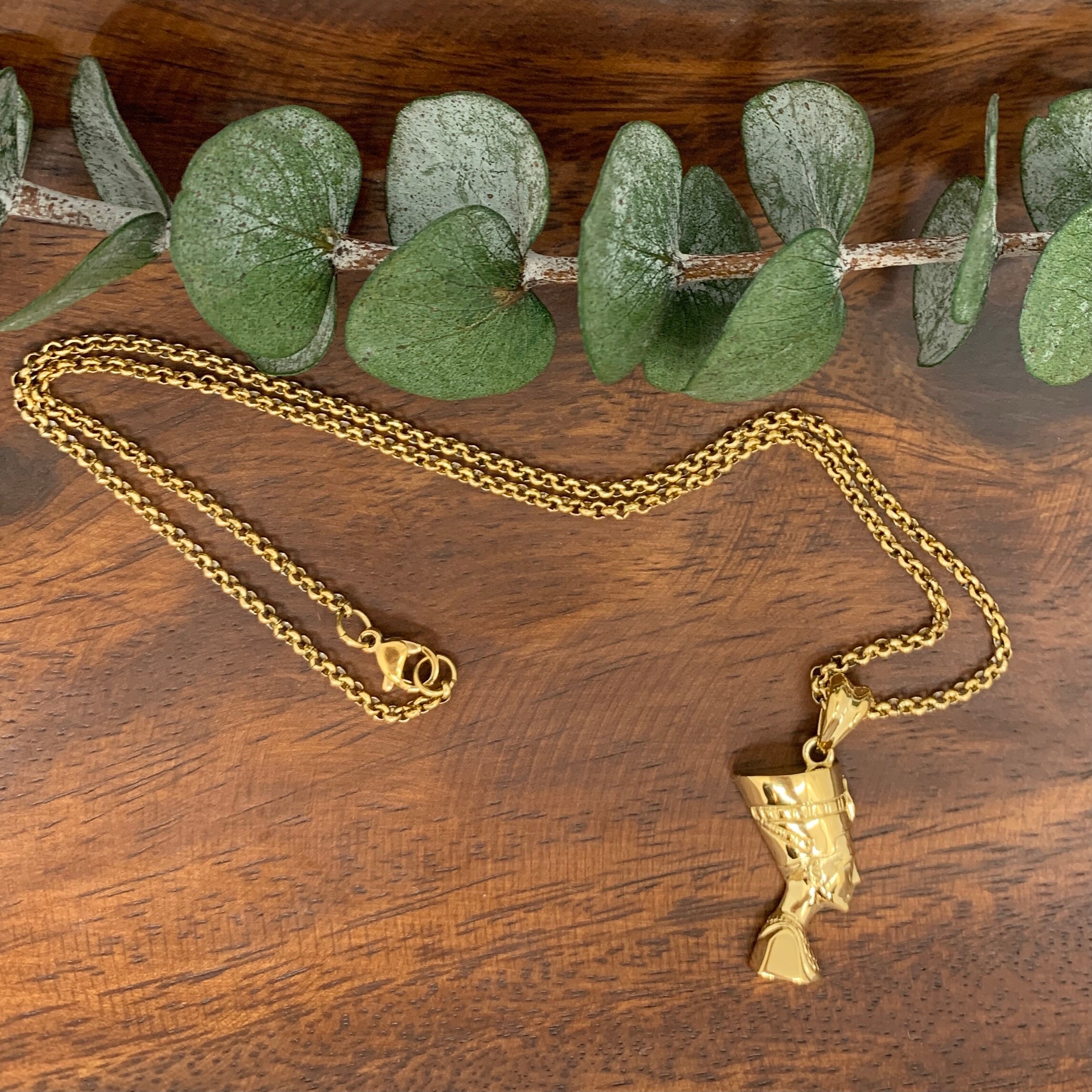 18KT Gold Plated Nefertiti Necklace / Nefertiti Pendant Necklace ...