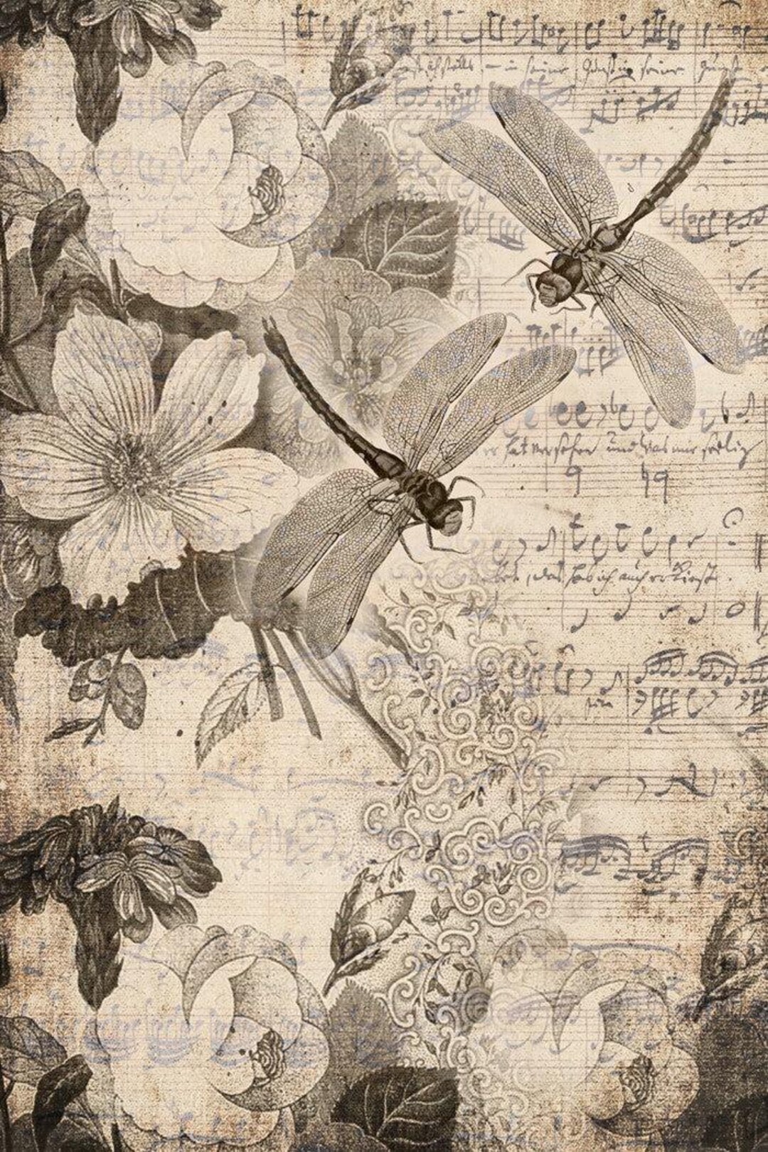 Musical Dragonflies- Roycycled Decoupage Paper - Etsy