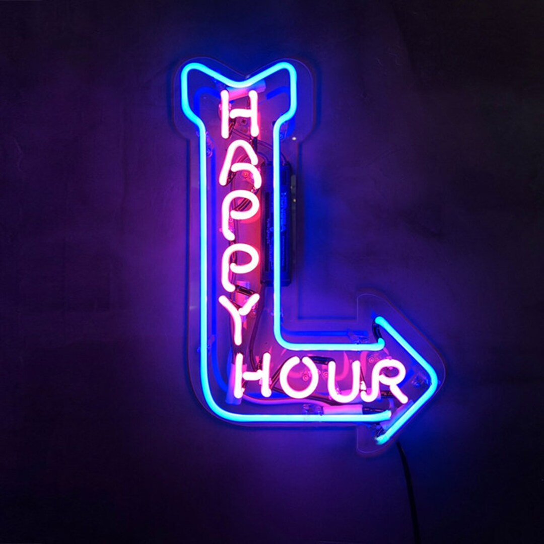 Happy Hour Neon Light Neon Lamp Vintage Glass Neon Light - Etsy