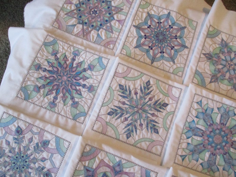 Embroidered Quilt Blocks Stained Glass Quilt Blocks Quilt Squares Quilt ...