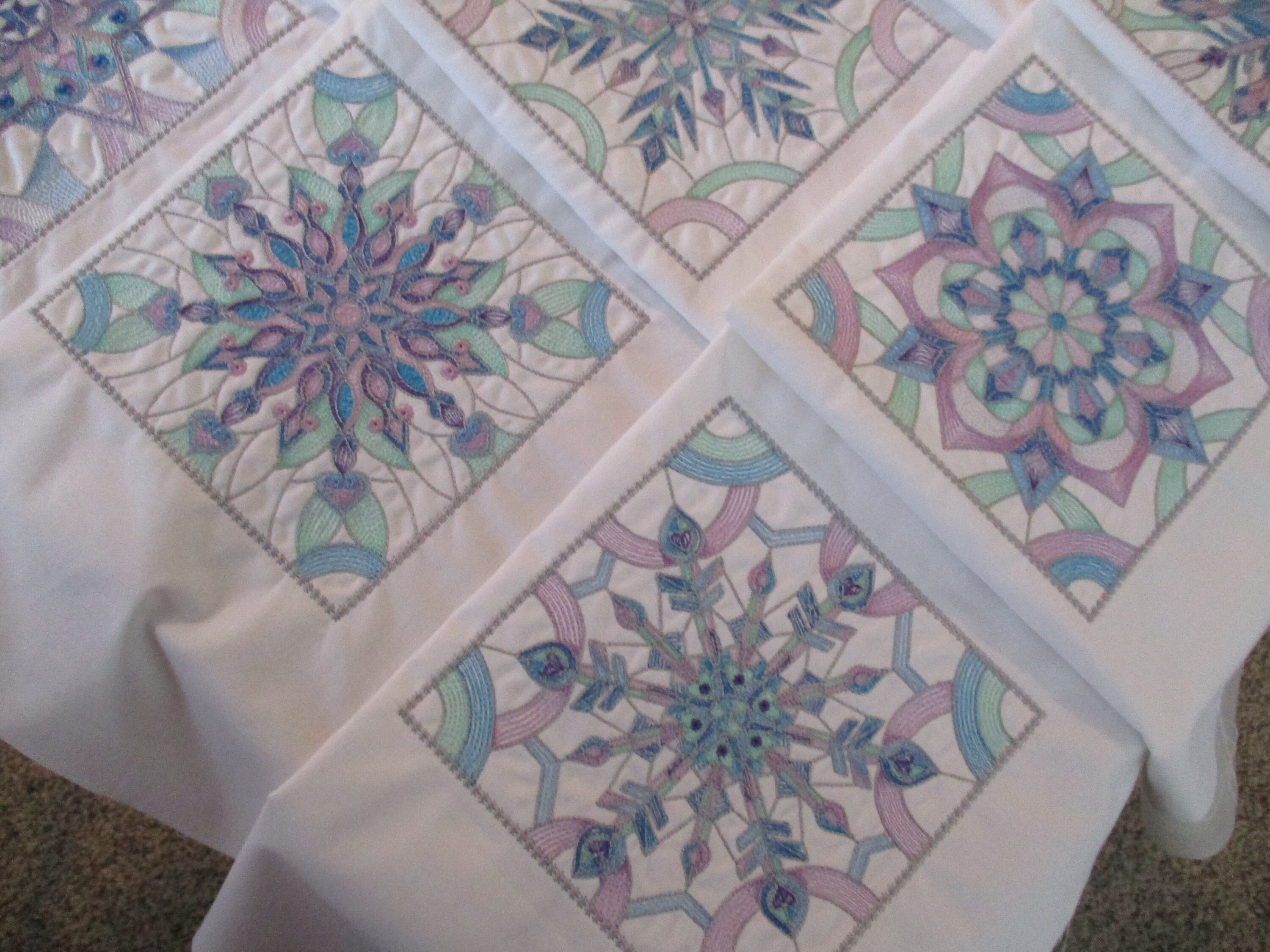 Embroidered Quilt Blocks Stained Glass Quilt Blocks Quilt Squares Quilt ...