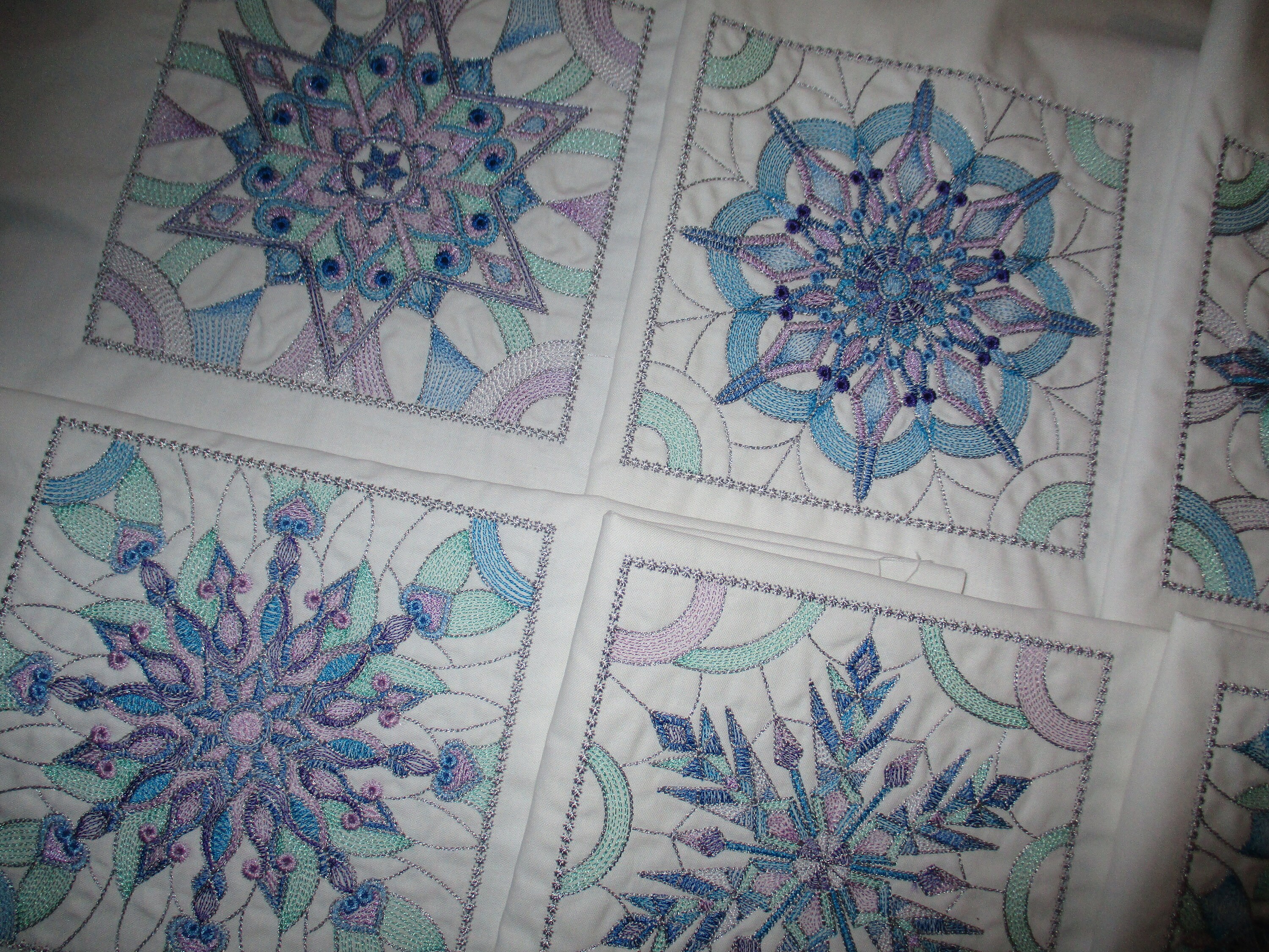 Embroidered Quilt Blocks Stained Glass Quilt Blocks Quilt Squares Quilt ...