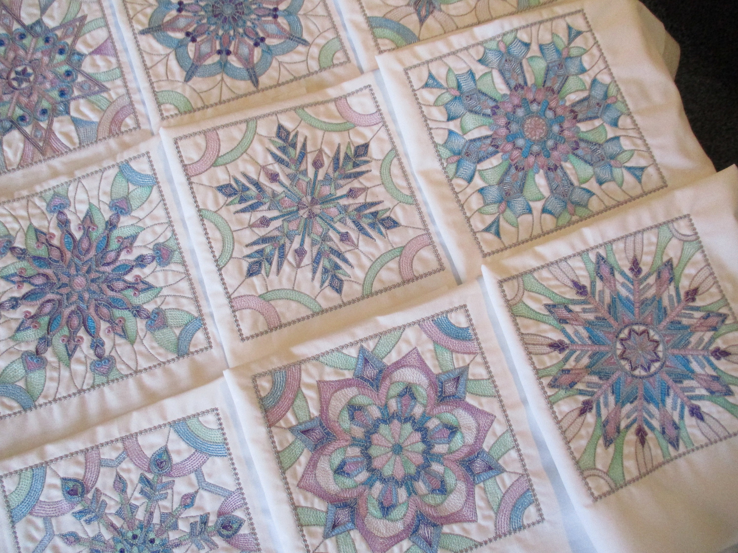 Embroidered Quilt Blocks Stained Glass Quilt Blocks Quilt Squares Quilt ...