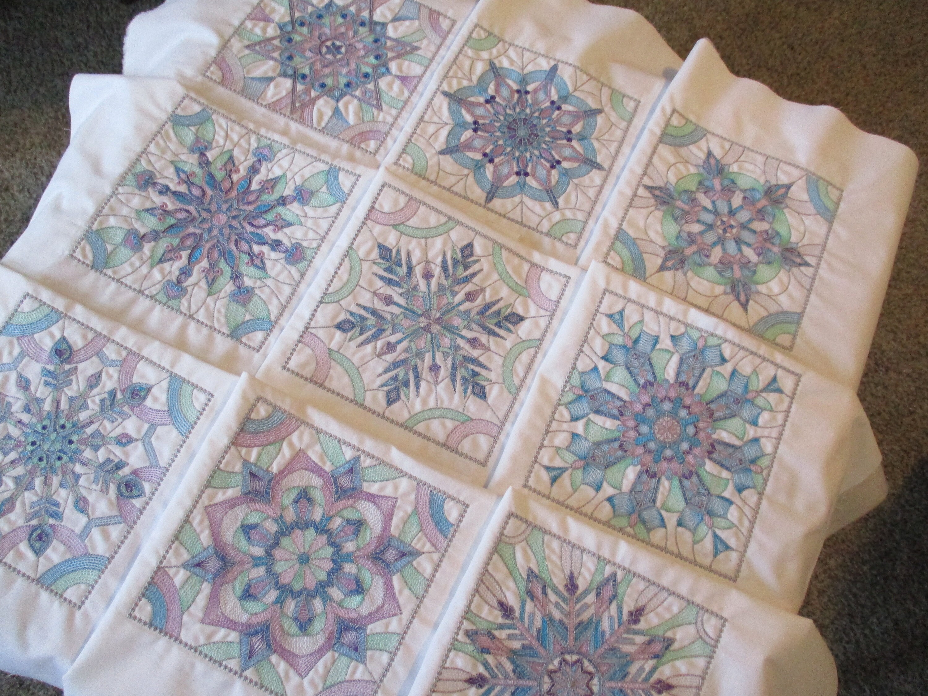 Embroidered Quilt Blocks Stained Glass Quilt Blocks Quilt Squares Quilt ...