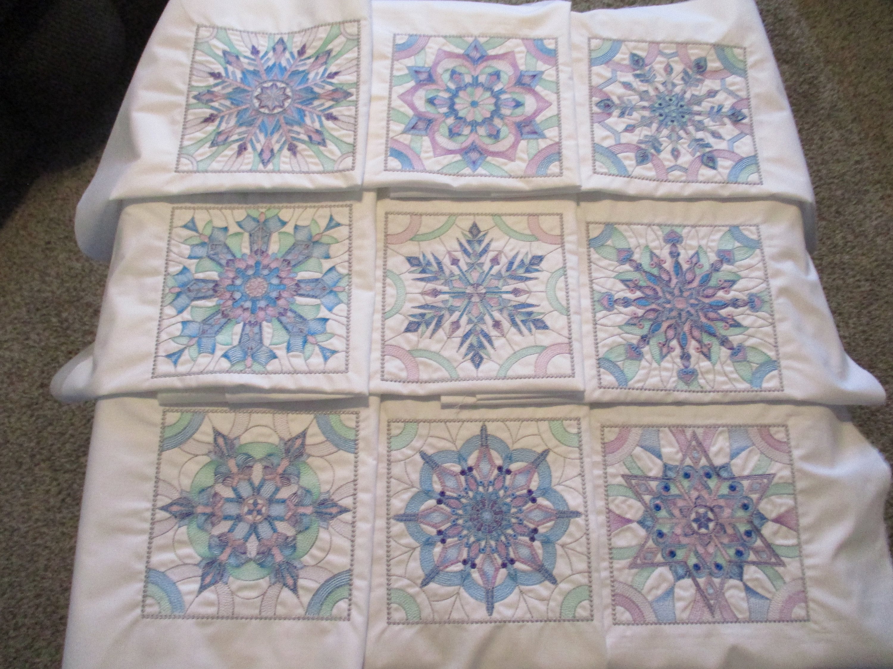 Embroidered Quilt Blocks Stained Glass Quilt Blocks Quilt Squares Quilt ...