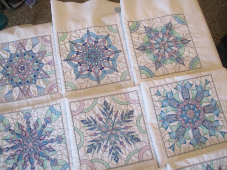 Embroidered Quilt Blocks Stained Glass Quilt Blocks Quilt Squares Quilt ...